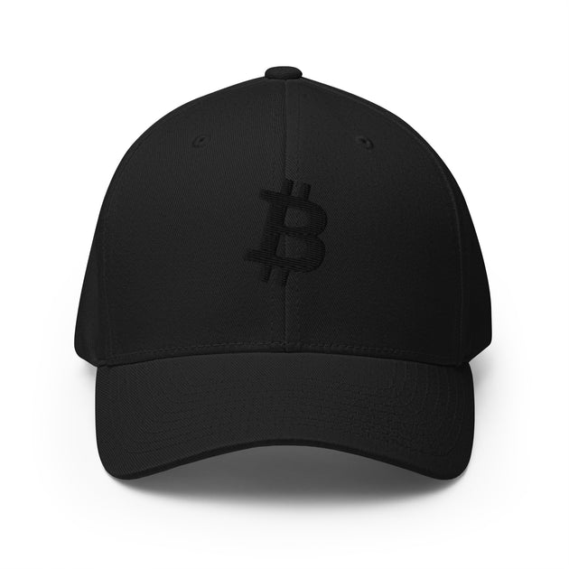 Bitcoin B (Black Embroidery) Flexfit Hat | fomo21